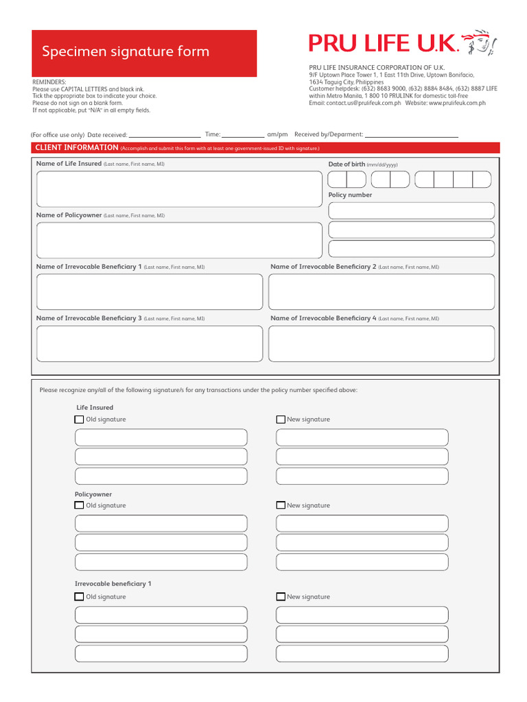 Pru Life Signature Change Form | PDF