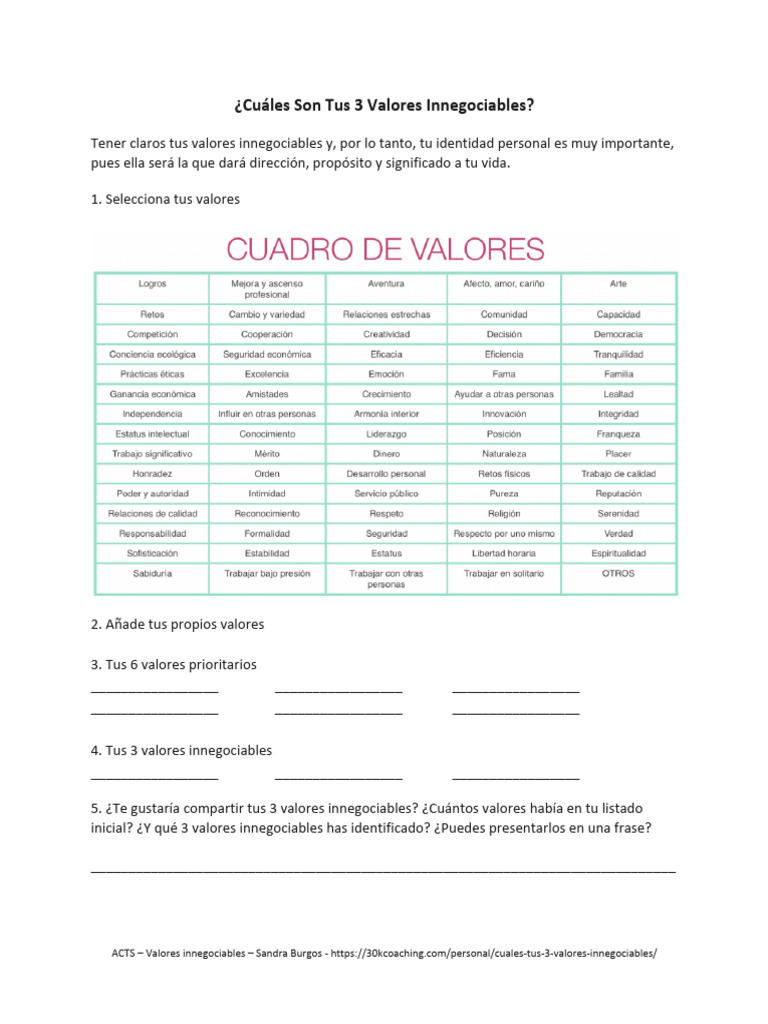 Identifica Tus 3 Valores Clave | PDF