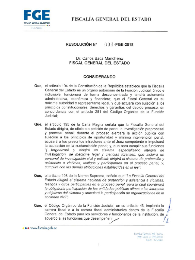 Estatuto Organico FGE | PDF