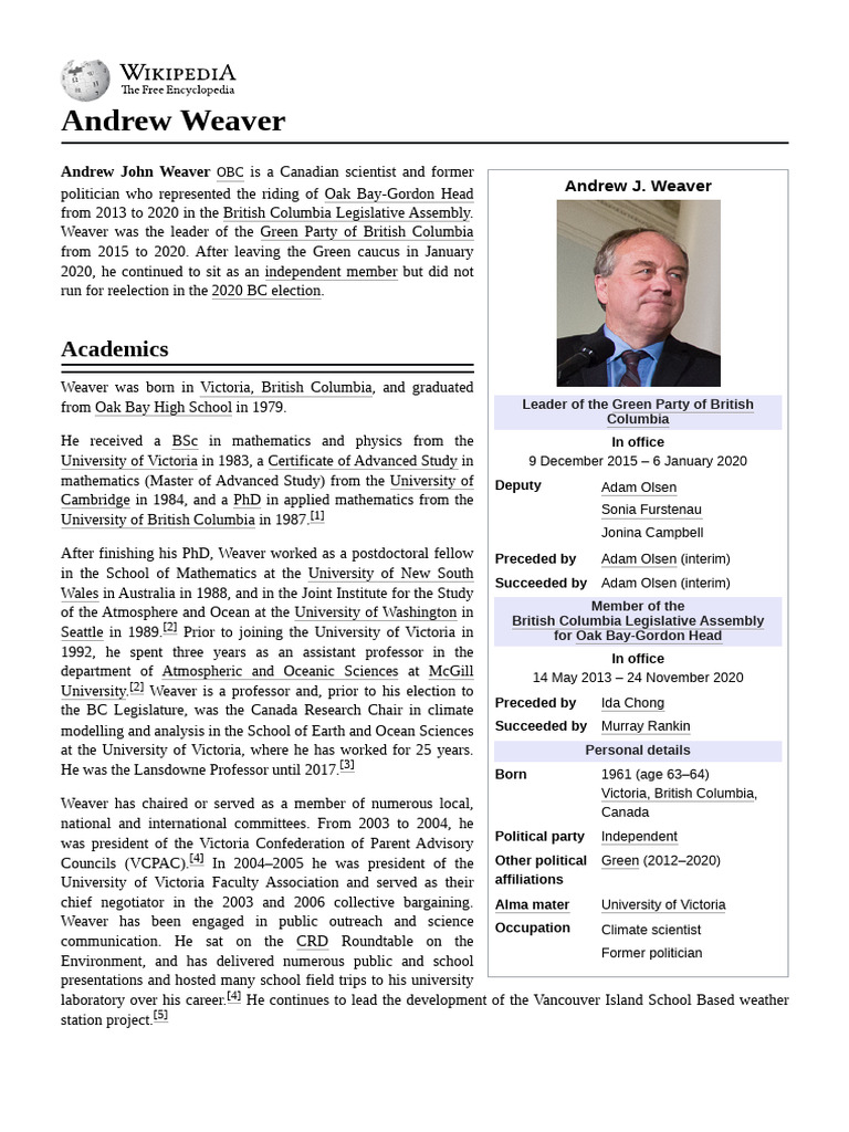 Andrew Weaver: Miroslaw Romanowski Medal | PDF