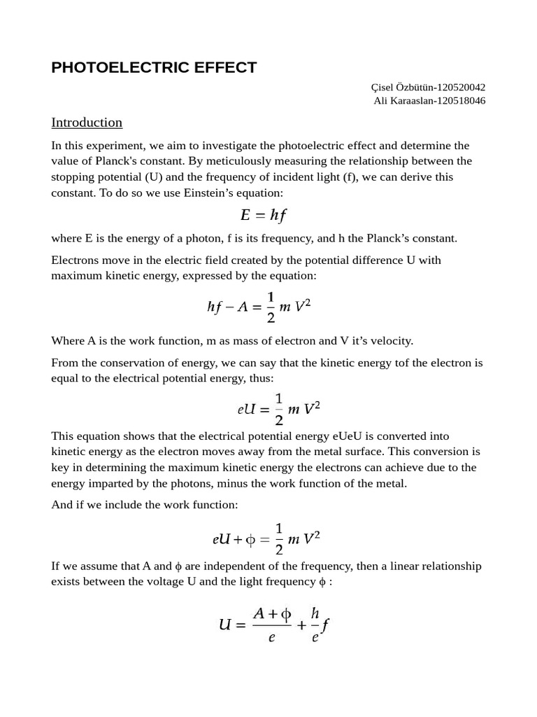 Photoelectric Effect & Planck's Constant | PDF
