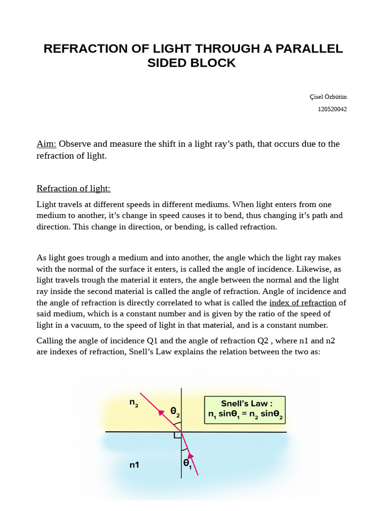 Light trough parallel slab | PDF | Refraction | Light