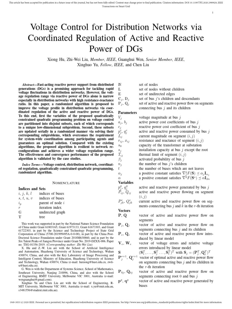 Voltage Control For Distribution Networks Via Coordinated Regulation Of