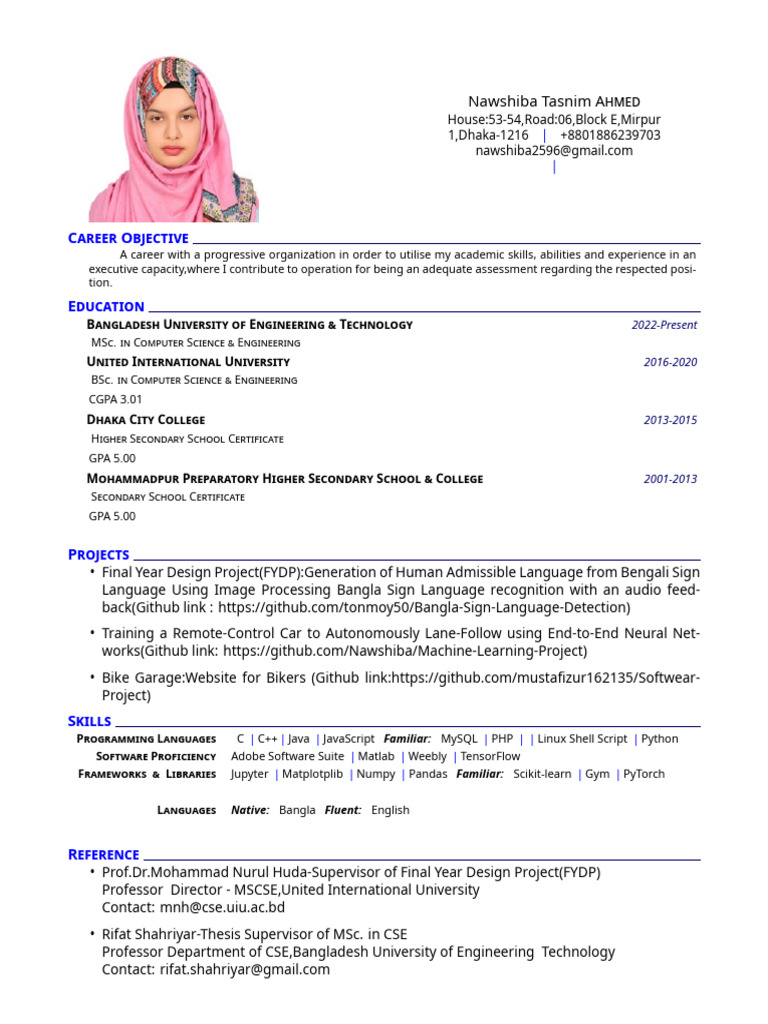 Nawshiba Tasnim Ahmed - Recent | PDF | Computer Programming | Computing