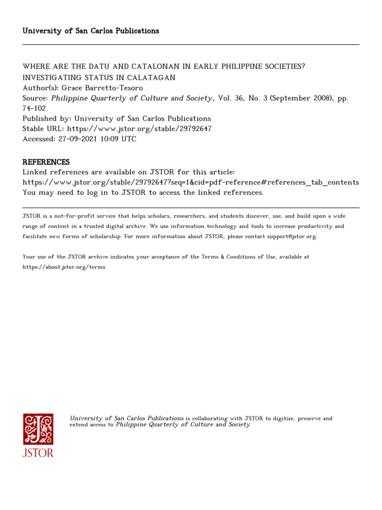 Where Are The Datu and Catalonan in Early Philippine Societies ...