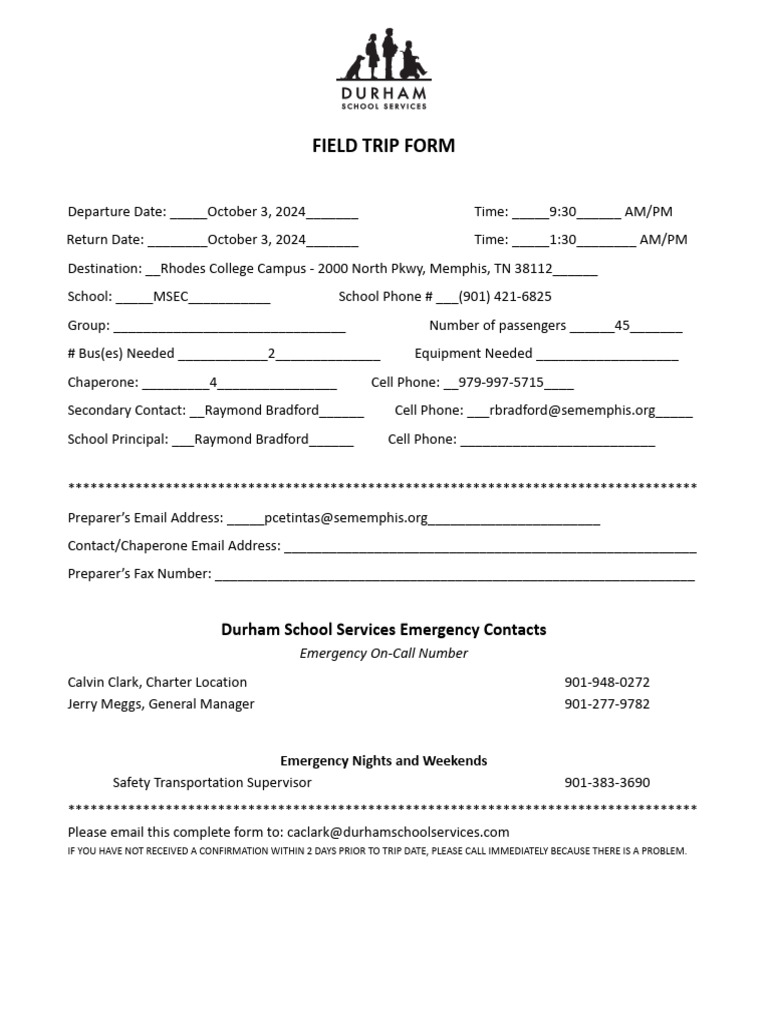 October 3 Trip Bus Request Form | PDF