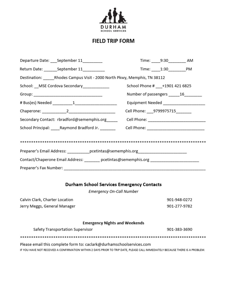Field Trip Request Form Template | PDF