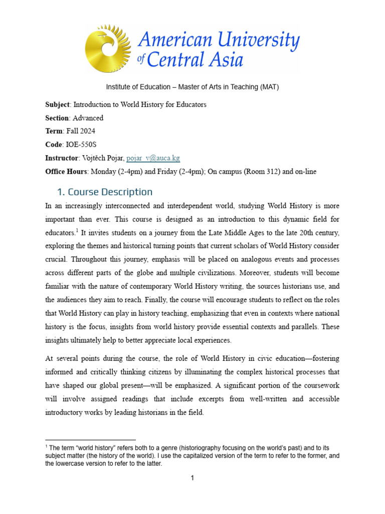 World History Syllabus Upload v2 | PDF | Critical Thinking | Learning