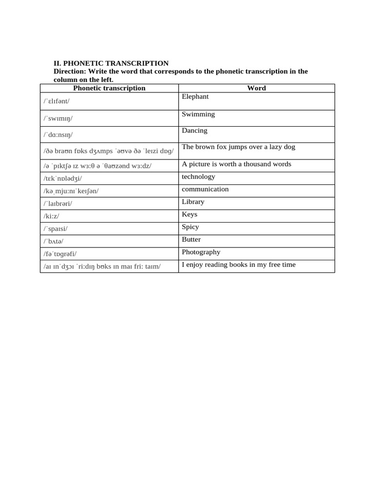 Phonetic Transcription | PDF