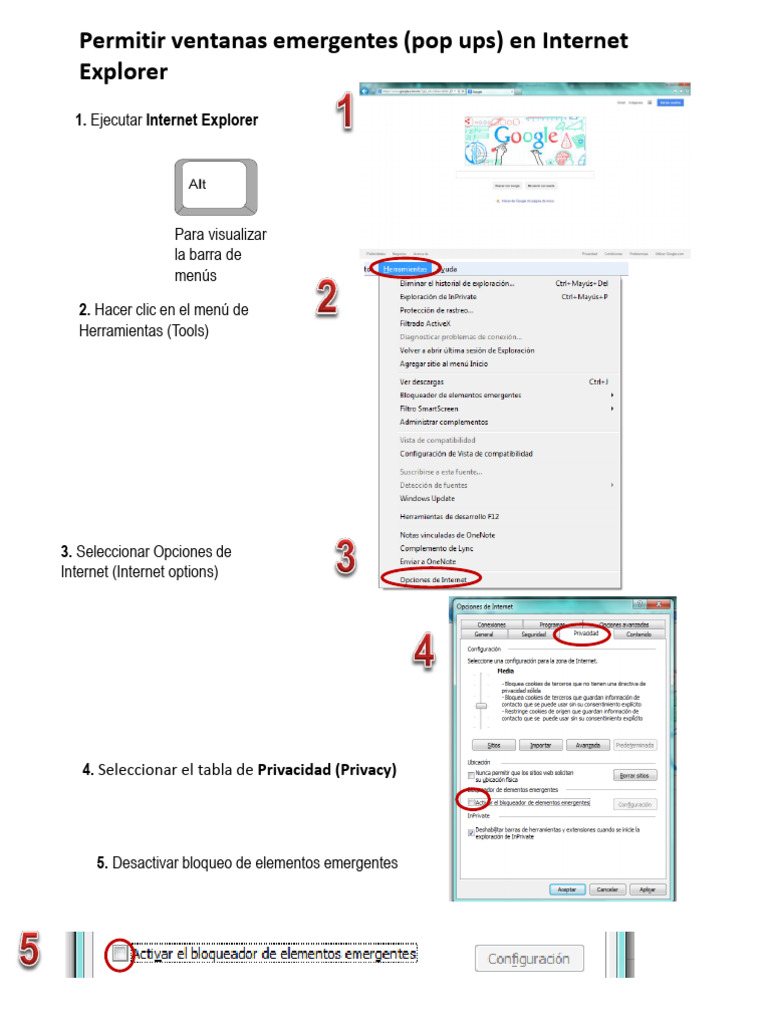 Permitir Pop-ups en Internet Explorer | PDF