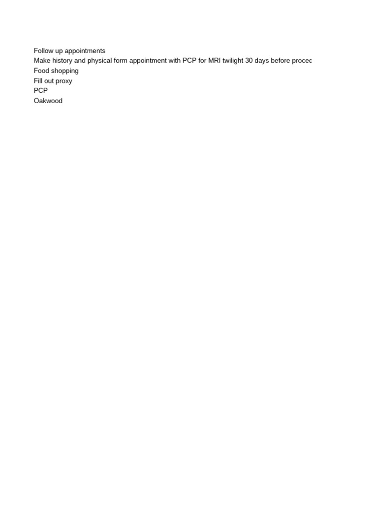 Pre-MRI Appointment Checklist | PDF