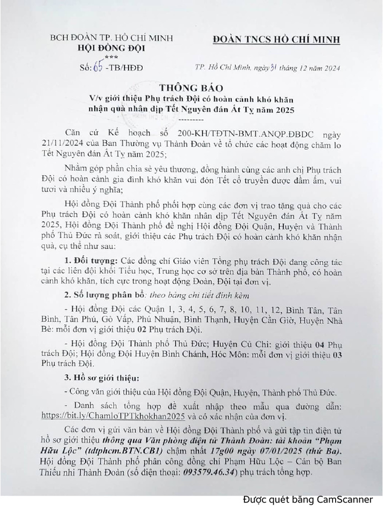 TB 65 - 31.12.24 Gioi Thieu TPT Nhan Qua Tet at Ty 2025 | PDF