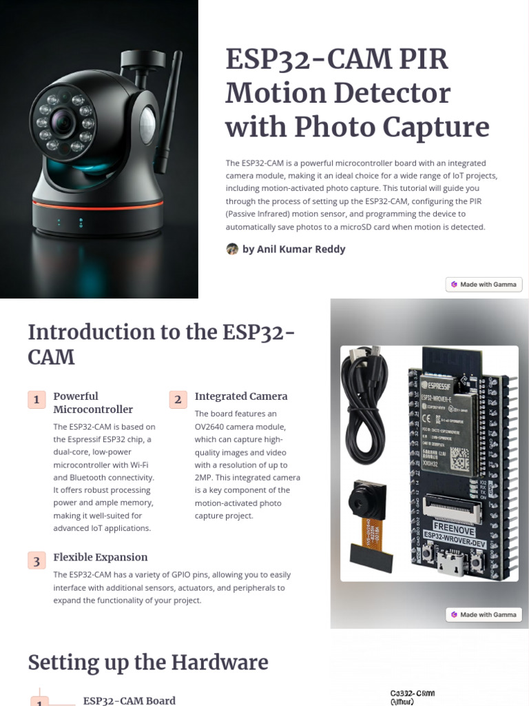 ESP32-CAM Motion Photo Capture Guide | PDF | Microcontroller | Camera