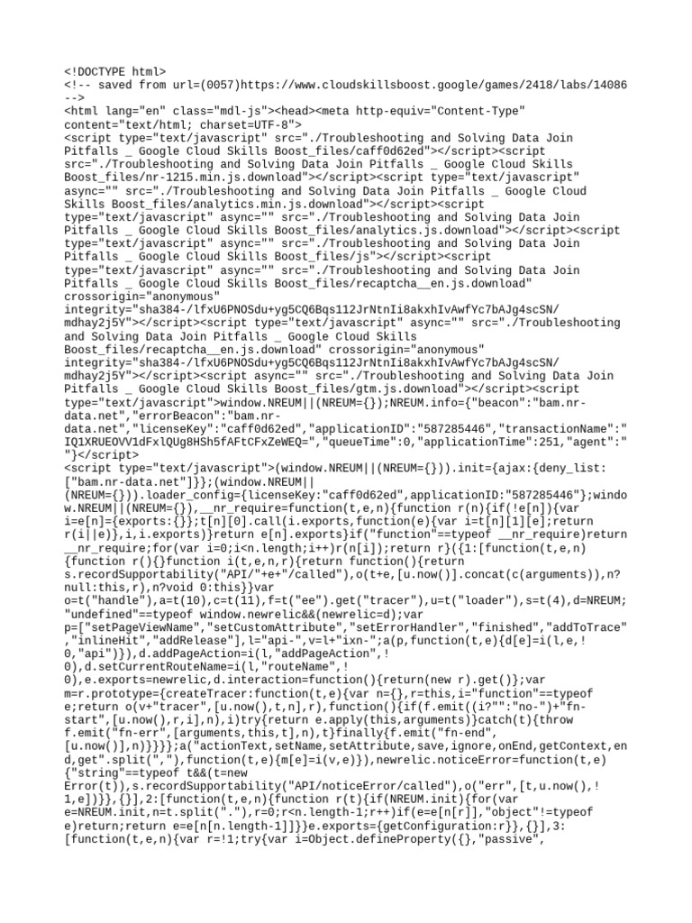 Troubleshooting and Solving Data Join Pitfalls - Google Cloud Skills Boost - HTML | PDF