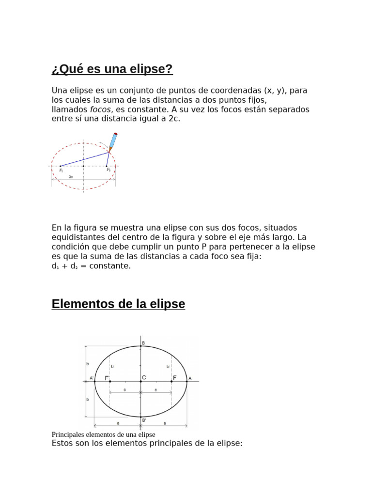 Elementos y Tipos de Elipses | PDF | Elipse | Conceptos matemáticos