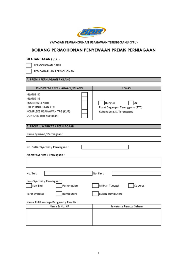 Borang Sewa Kilang-Ypu | PDF