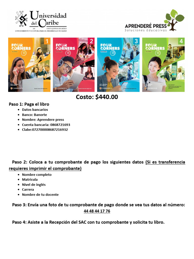 Datos de La Compra Del Libro Four Corners | PDF