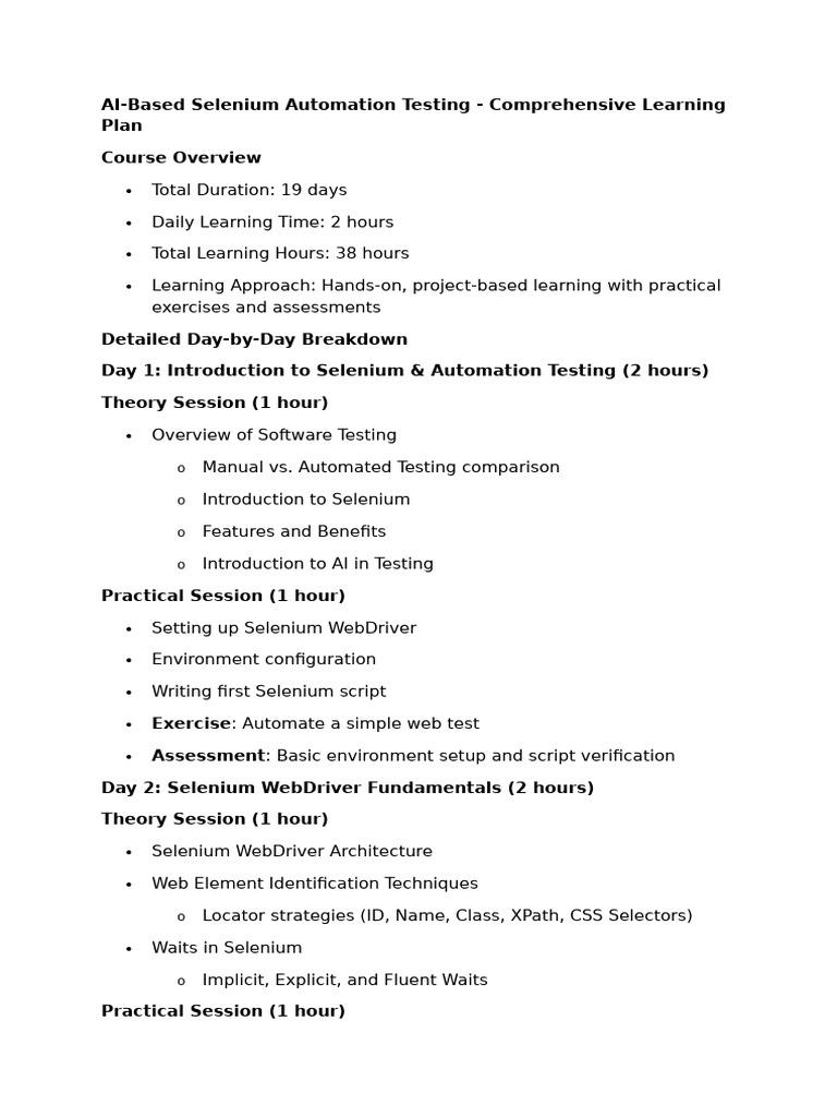 Ai Based Selenium Automation Testing Pdf Artificial Intelligence Intelligence Ai And Semantics