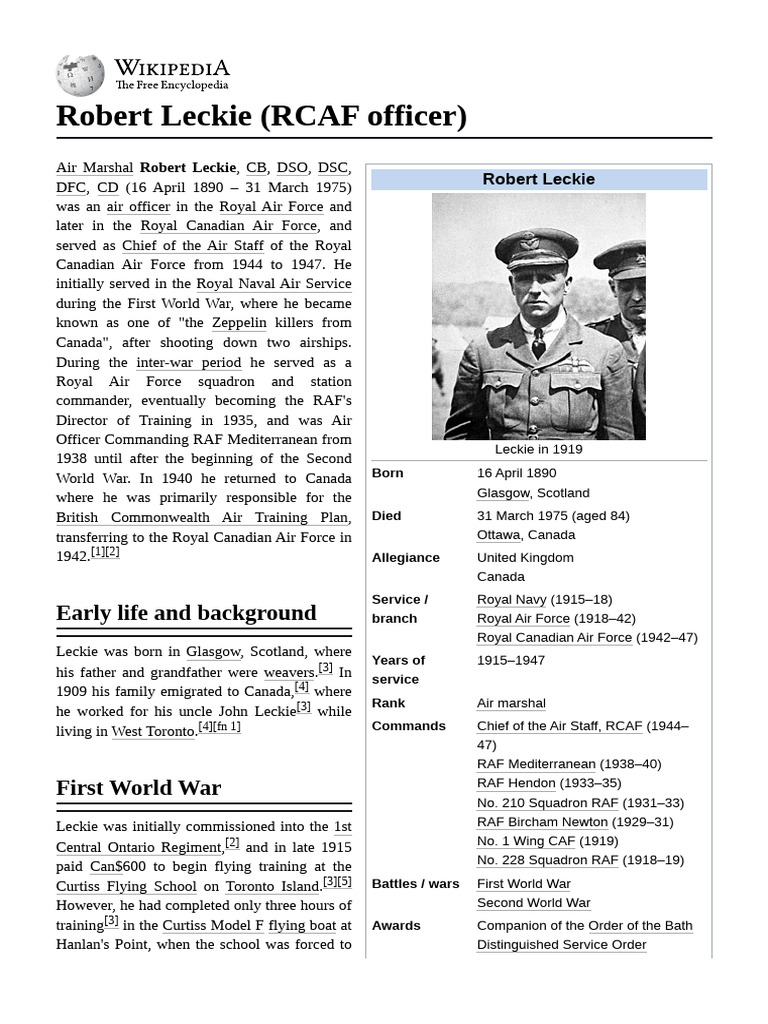 Robert Leckie (RCAF Officer) | PDF | Military Aviation | Military