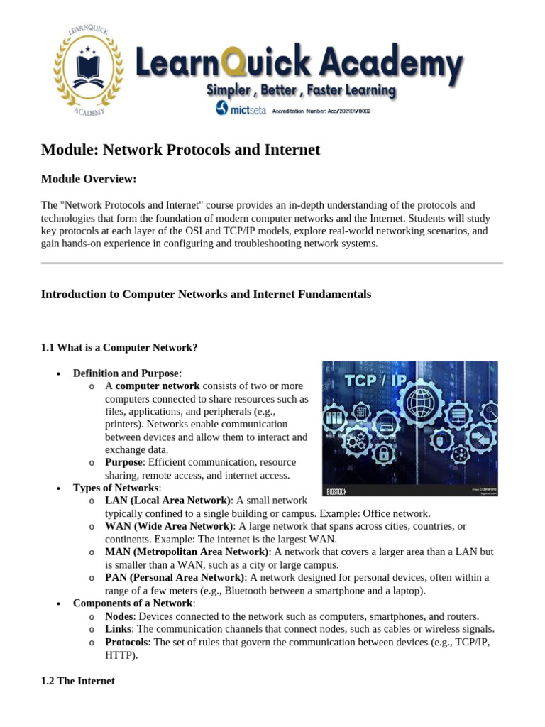 Network Protocols and Internet | PDF | Computer Network | Transmission Control Protocol