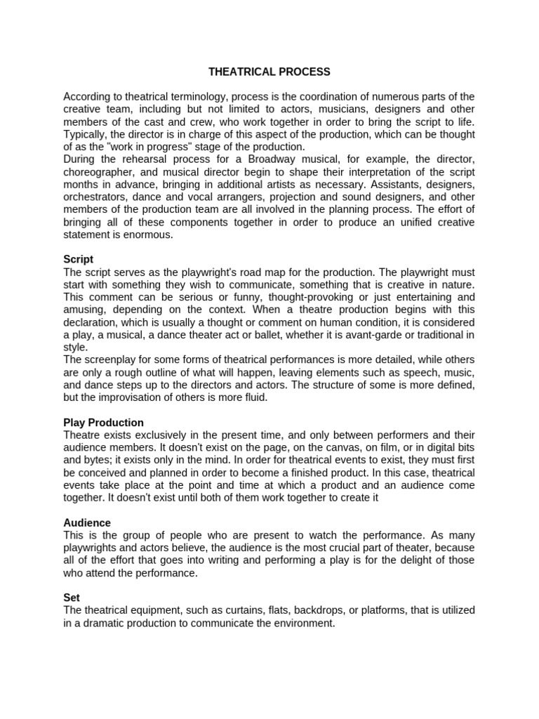 Theater-Production | PDF | Theatre | Play (Theatre)