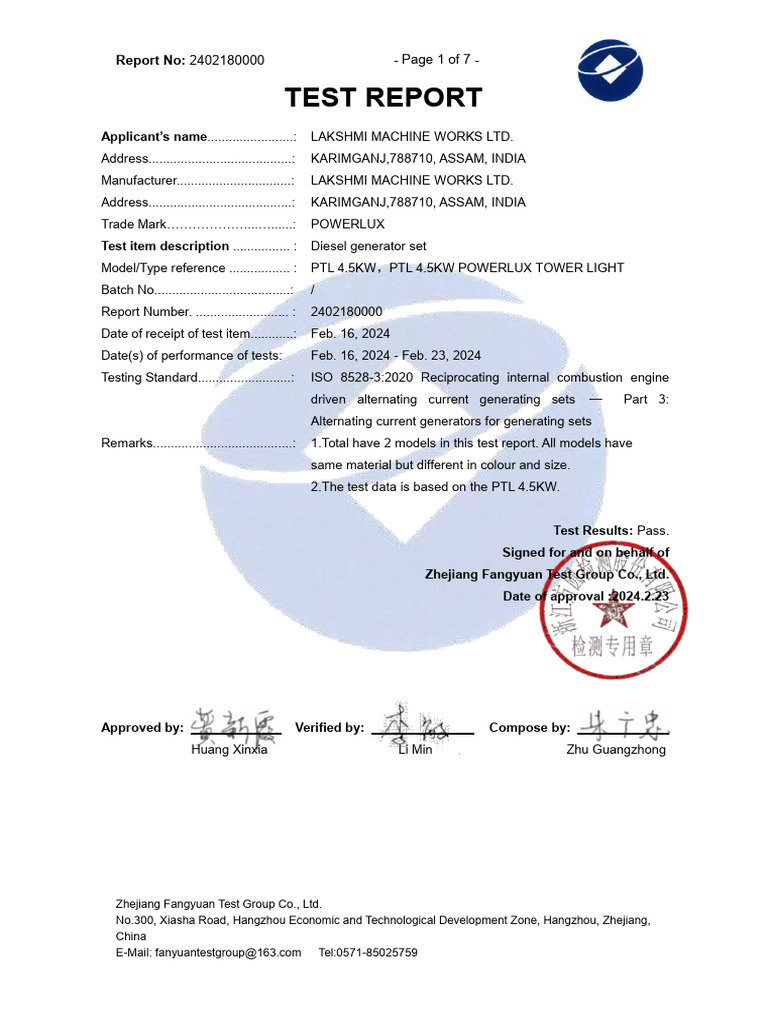 浙江方圆 ISO 8528-3-2020 Engine Set 发电机组 | PDF | Electromagnetic ...