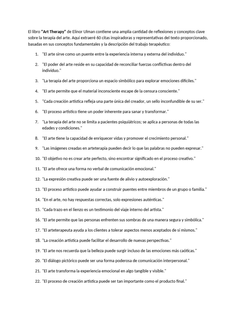 Citas Elinor Ulman Art Therapy | PDF | Cognición | Educación en artes ...