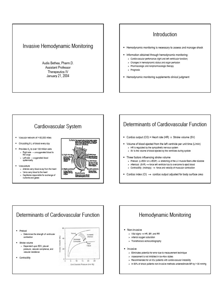 Invasive Haemodynamic Monitoring | PDF | Heart | Blood Pressure
