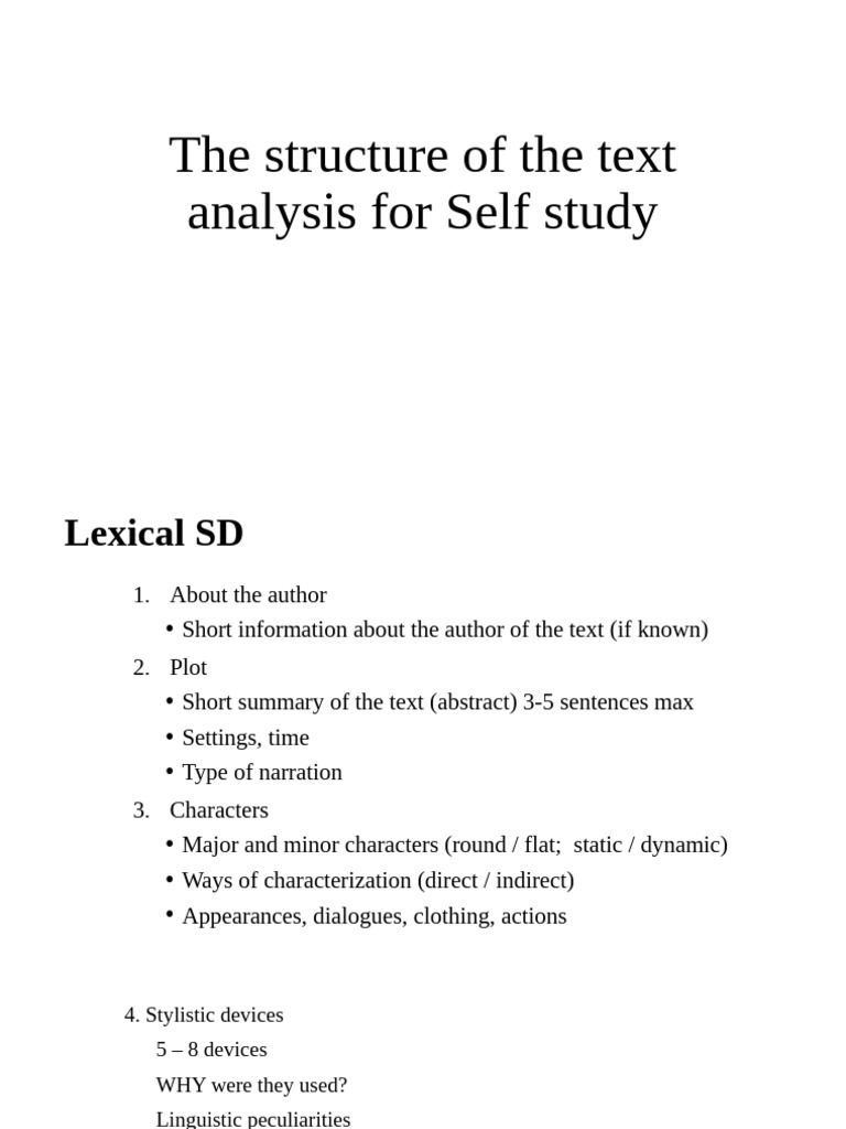 Text Analysis Stucture For Self Study Tasks | PDF