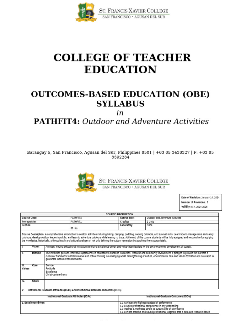 PATHFIT4 Syllabus-Format | PDF | Learning