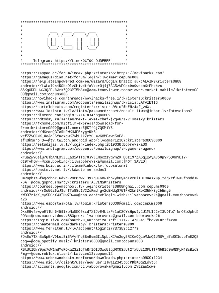 Leaked Account Credentials List | PDF | Embedded Linux | Mobile Computers