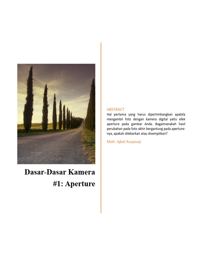 Dasar Fotografi 1 # Aparture | PDF