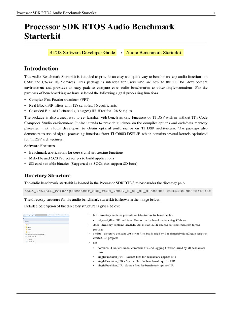 DSP Audio Benchmark Starterkit Guide | PDF | Booting | Digital Signal Processing