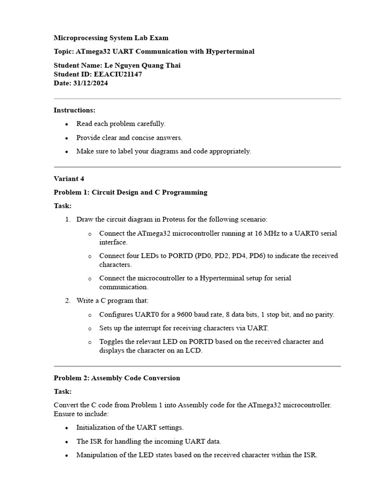 FinalLab LeNguyenQuangThai EEACIU21147 | PDF | Telecommunications | Computer Hardware