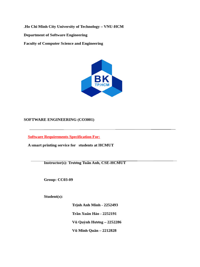 Smart Printing Service SRS for HCMUT | PDF | Printer (Computing) | World Wide Web