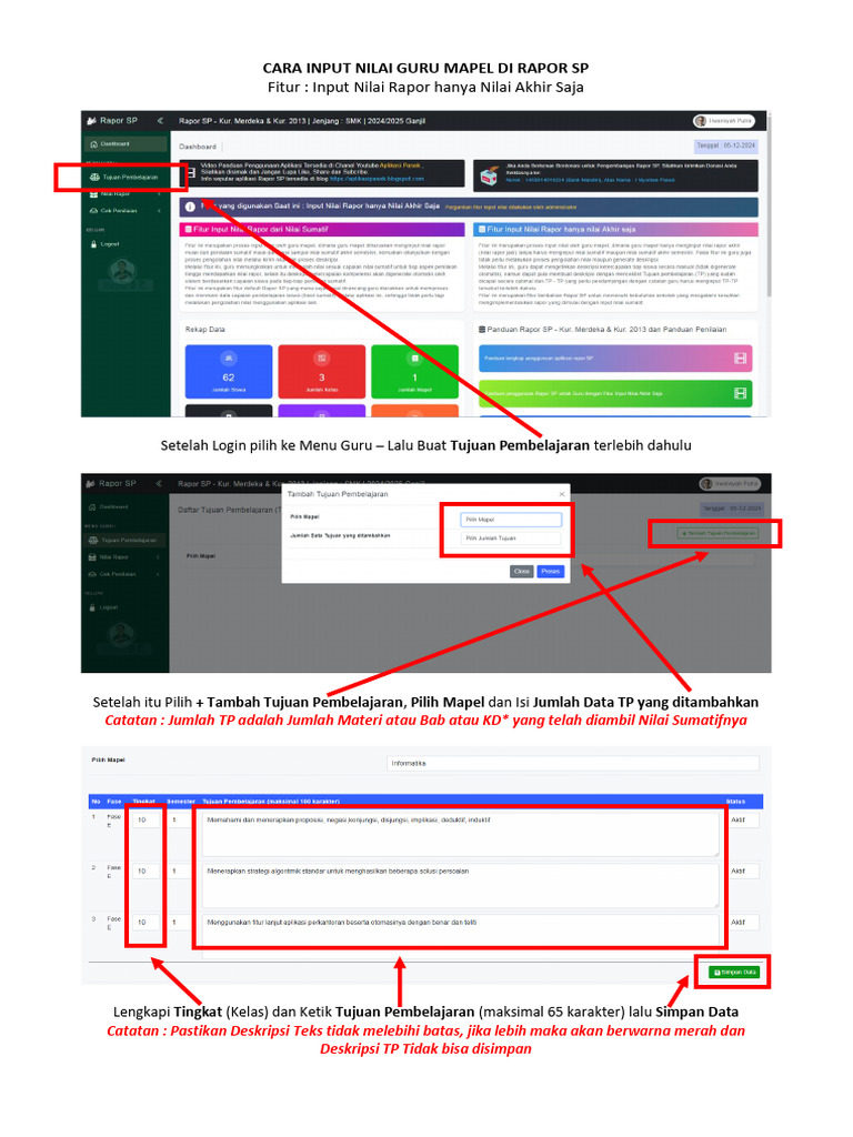 Cara Input Nilai Guru Mapel Di Rapor SP | PDF
