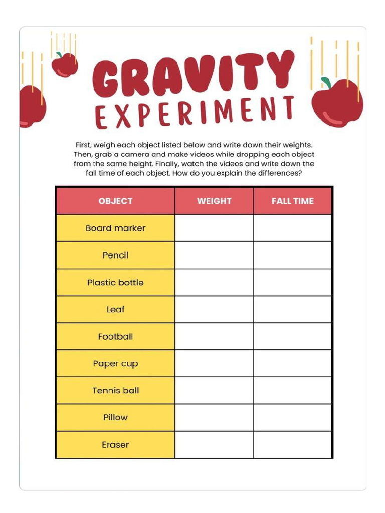 GRAVITY WORKSHEET_P5 | PDF