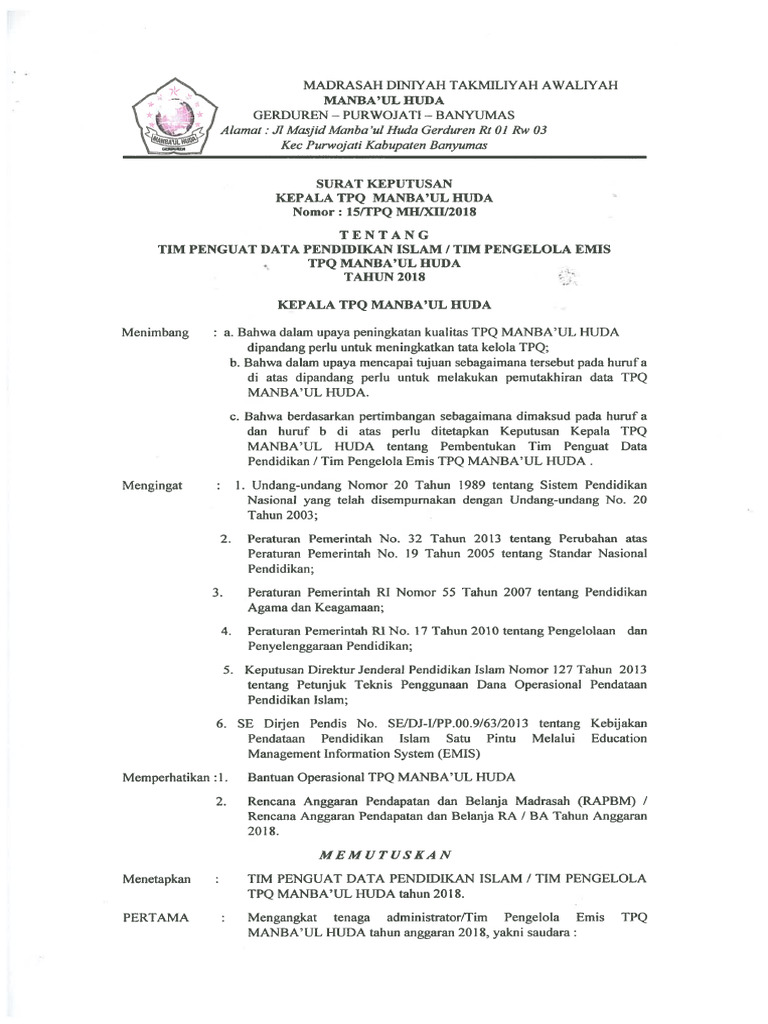 Data Operator TPQ | PDF