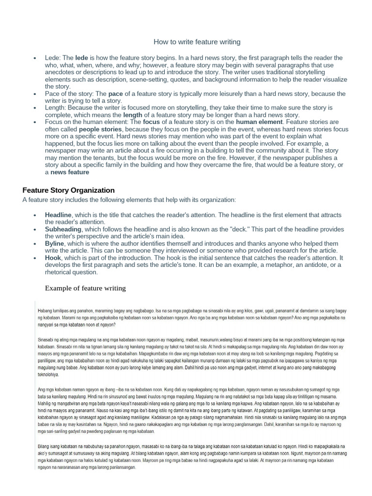 Feature Writing Guide | PDF | Health Maintenance Organization