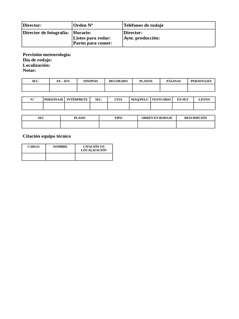 Planificación de Rodaje y Producción | PDF