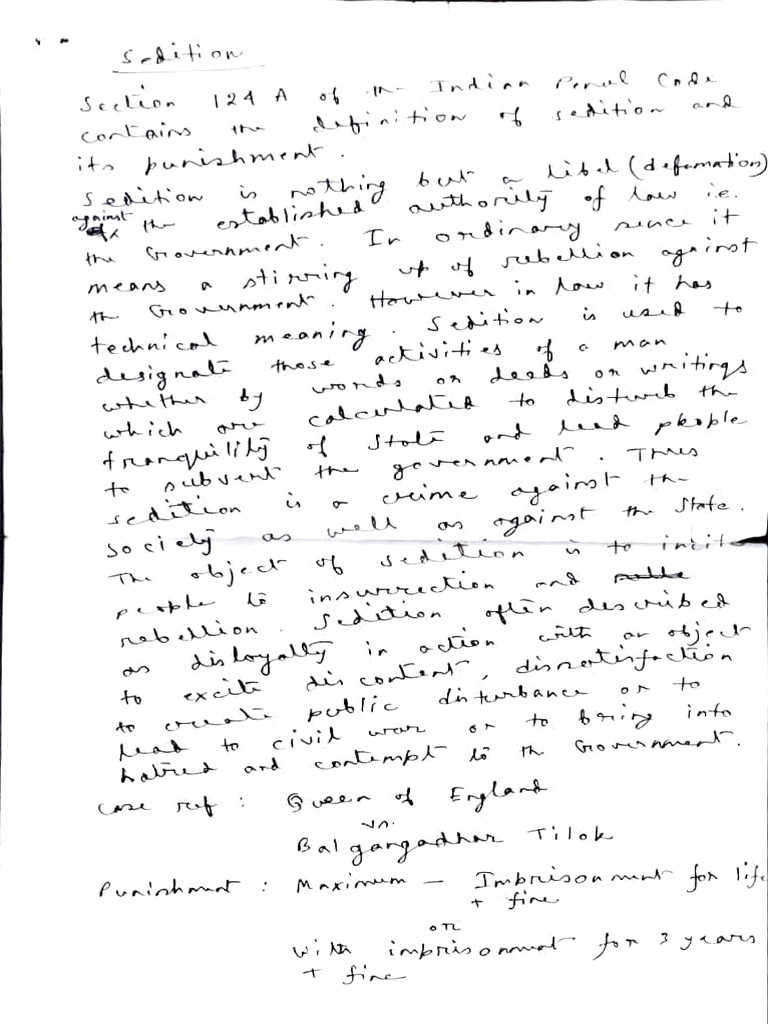 Sedition My Personal Notes | PDF
