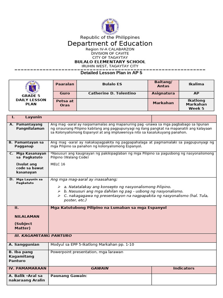 COT AP 5 Q3 Nasyonalismo | PDF