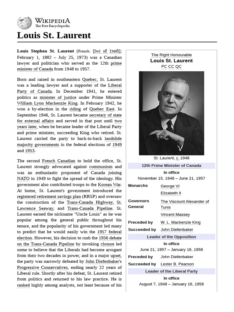 Louis_St._Laurent | PDF | Welfare | Canada