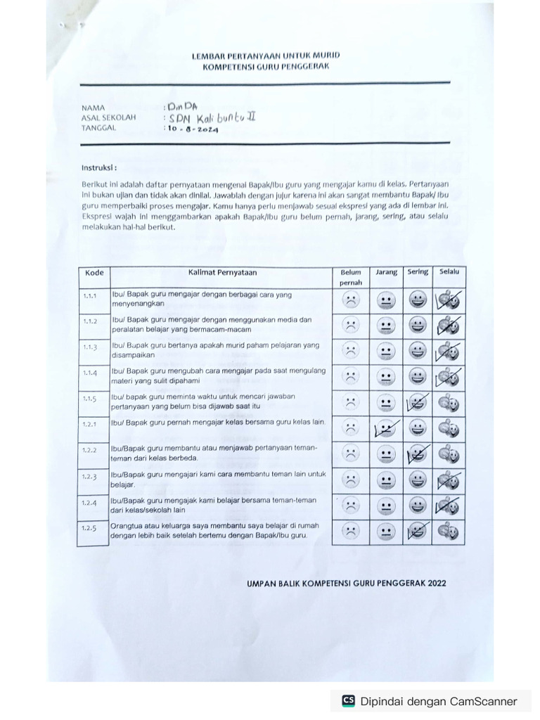 Lembar Pernyataan Murid - Dinda | PDF