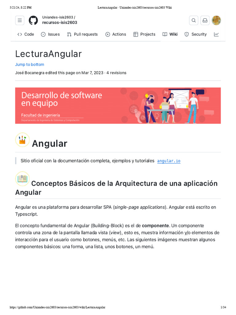 LecturaAngular Uniandes-Isis2603 - Recursos-Isis2603 Wiki | PDF | HTML | Wiki
