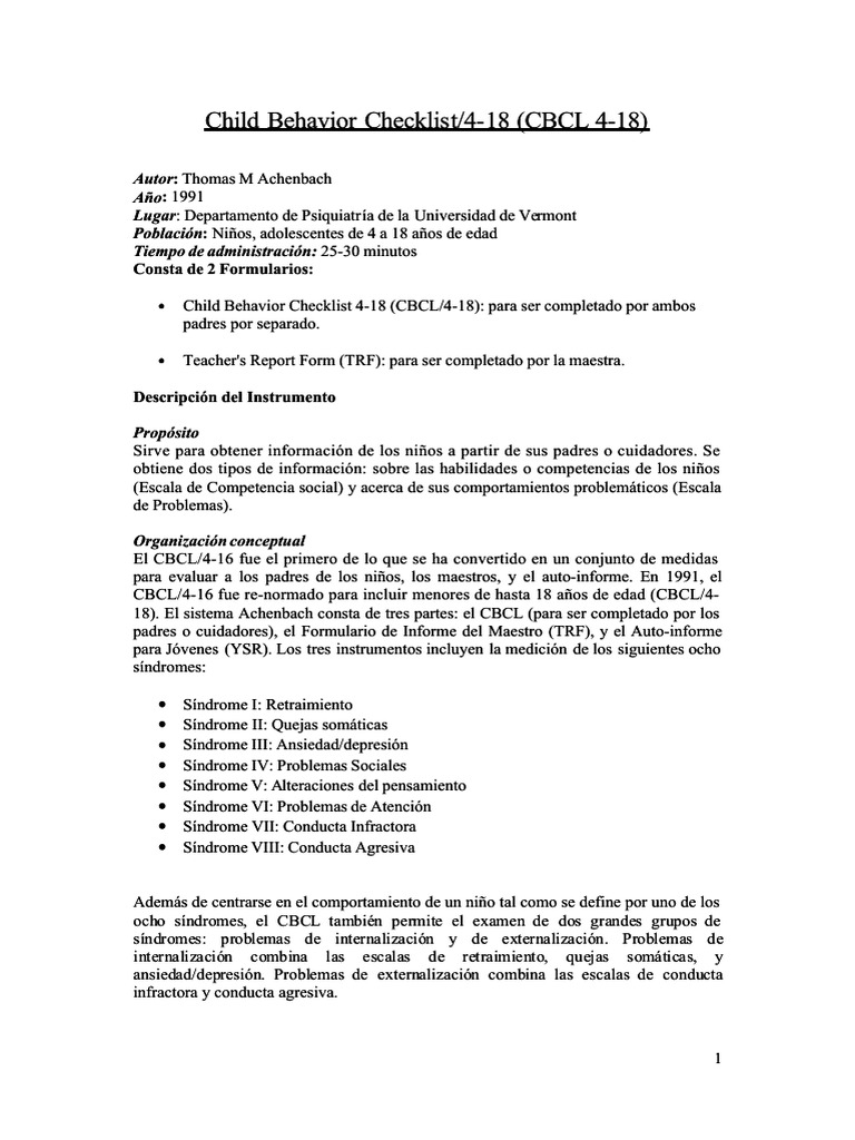 Como Calificar CBCL | PDF
