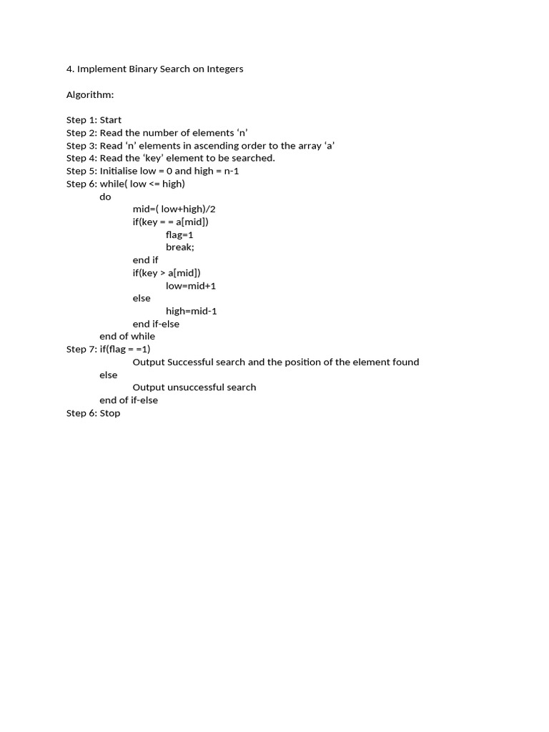 Binary Search Algorithm in C | PDF