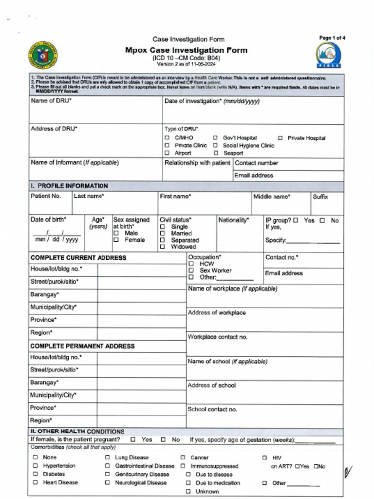 Signed Mpox CIF and CC Forms | PDF