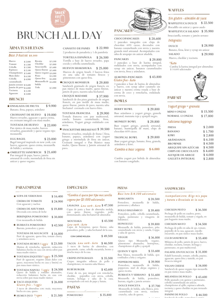 Snack Fit Me Menu General | PDF | Postres | Tarta de queso