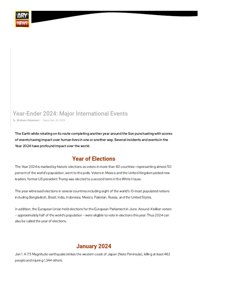 Year 2024 International Breaking News Timeline | PDF | Hamas | Tropical ...